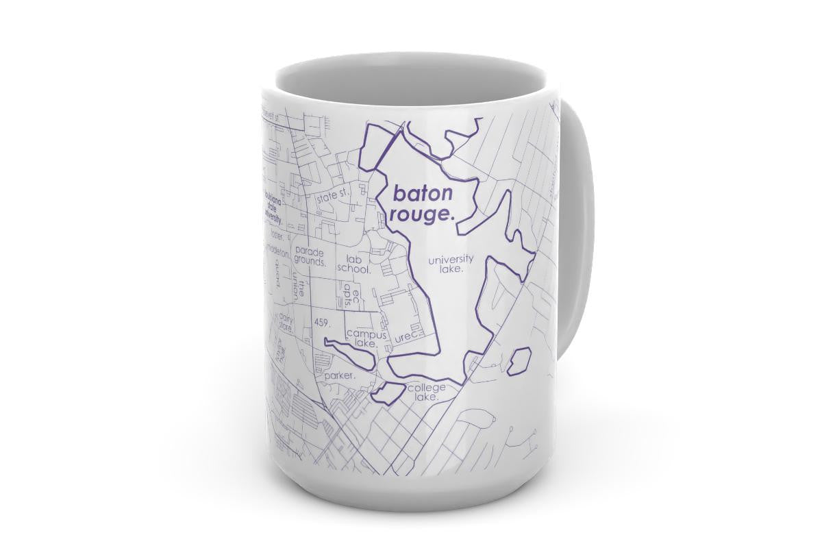 Baton Rouge College Town Map Ceramic Mug – Outside and In
